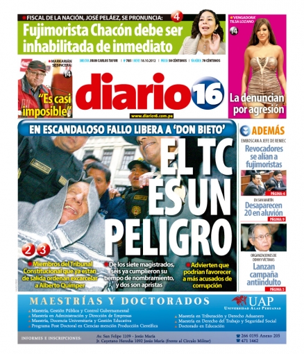Conozca Las Portadas De Los Diarios Peruanos Para Hoy Jueves 18 De