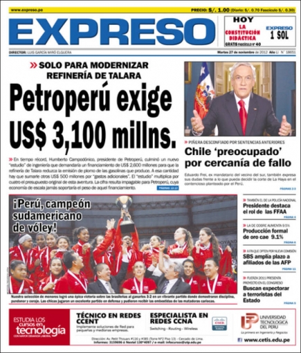 Conozca Las Portadas De Los Diarios Peruanos Para Hoy Martes 27 De