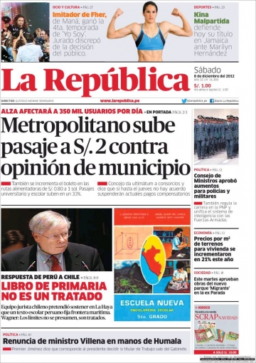 Conozca Las Portadas De Los Diarios Peruanos Para Hoy Sábado 8 De